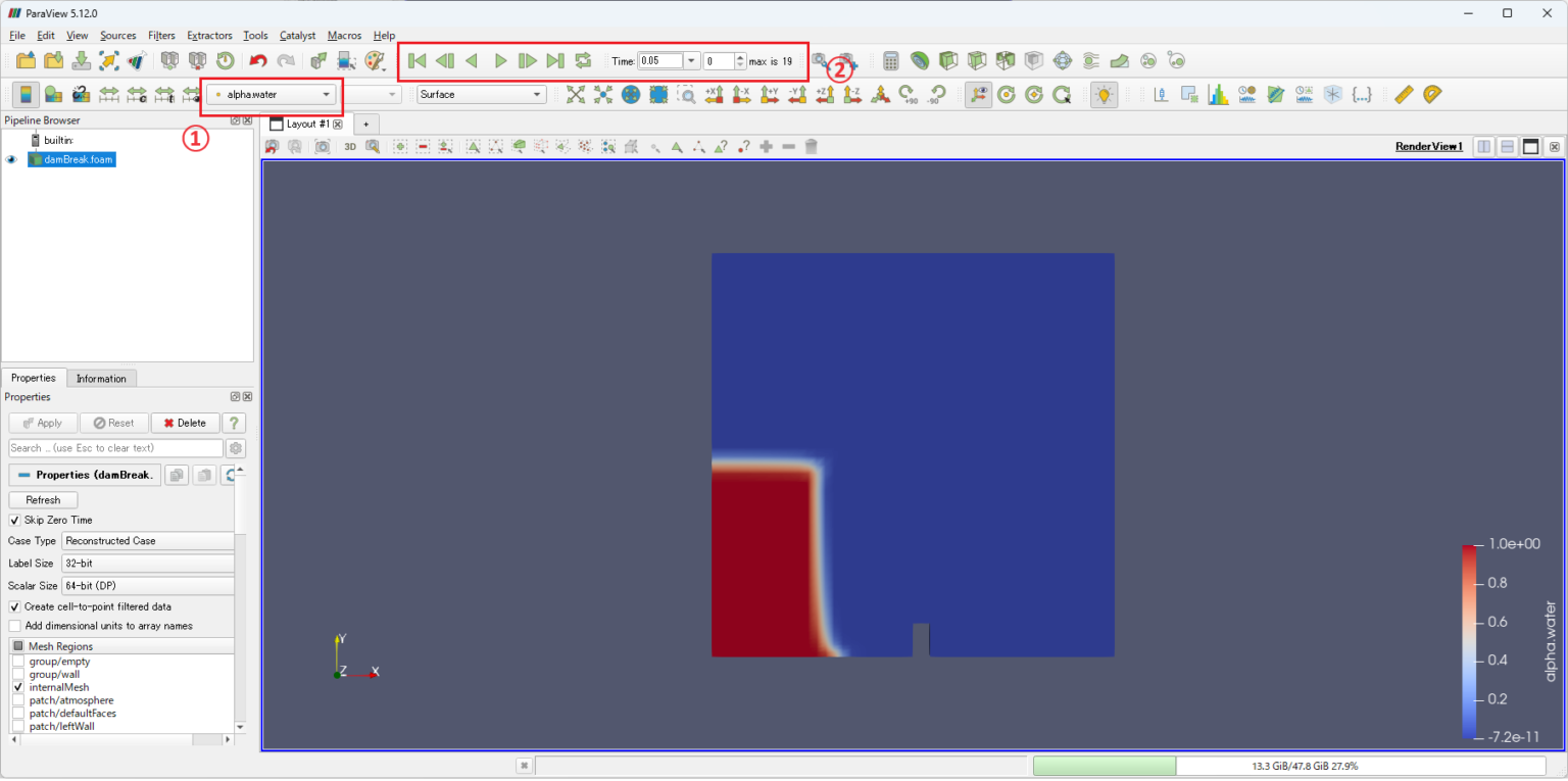 OpenFOAM ③ダム崩壊シミュレーション | Coastal Analysis